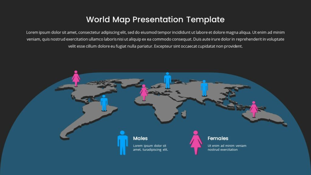 Free Gender Ratio World Map Template PowerPoint & Google Slides
