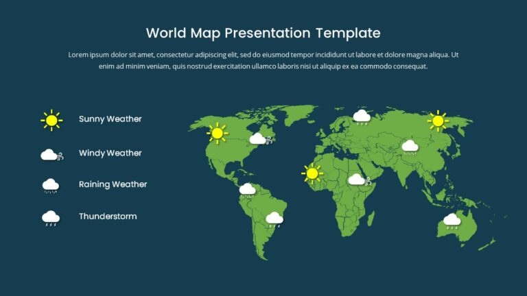 Free Weather Forecast World Map Template PowerPoint & Google Slides