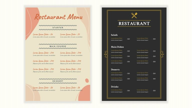 Free Blank Menu Template PowerPoint & Google Slides
