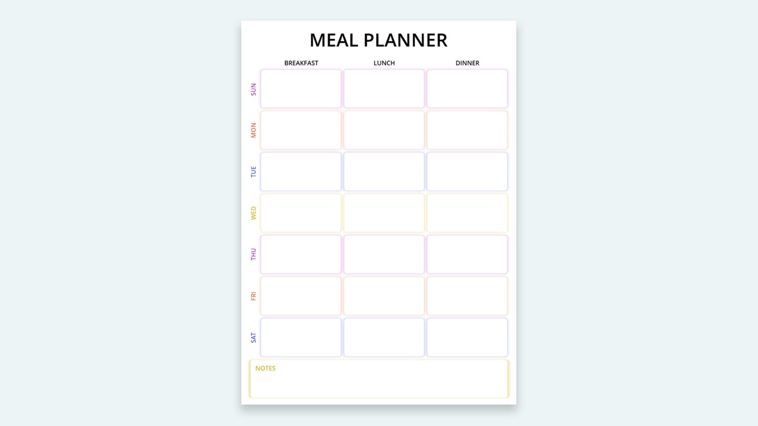 Free Google Slides Meal Planner Board Template PowerPoint