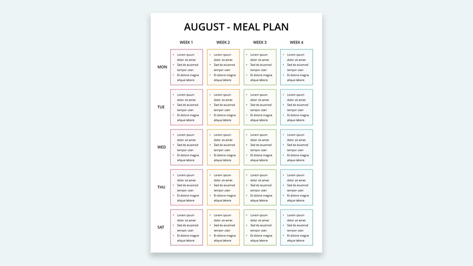 Free Google Slides Meal Planner Board Template PowerPoint
