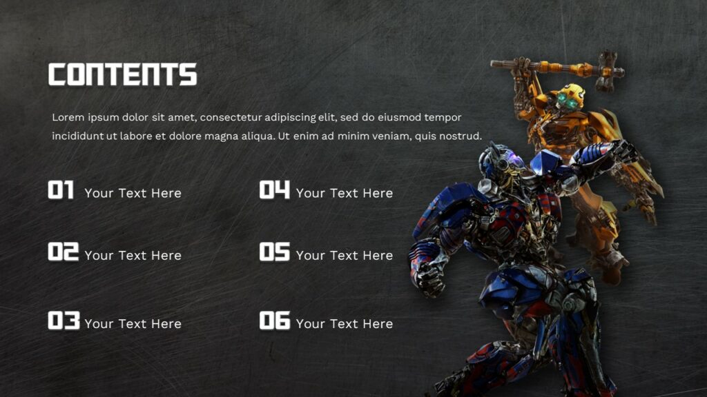 Free Transformers template PowerPoint & Google Slides