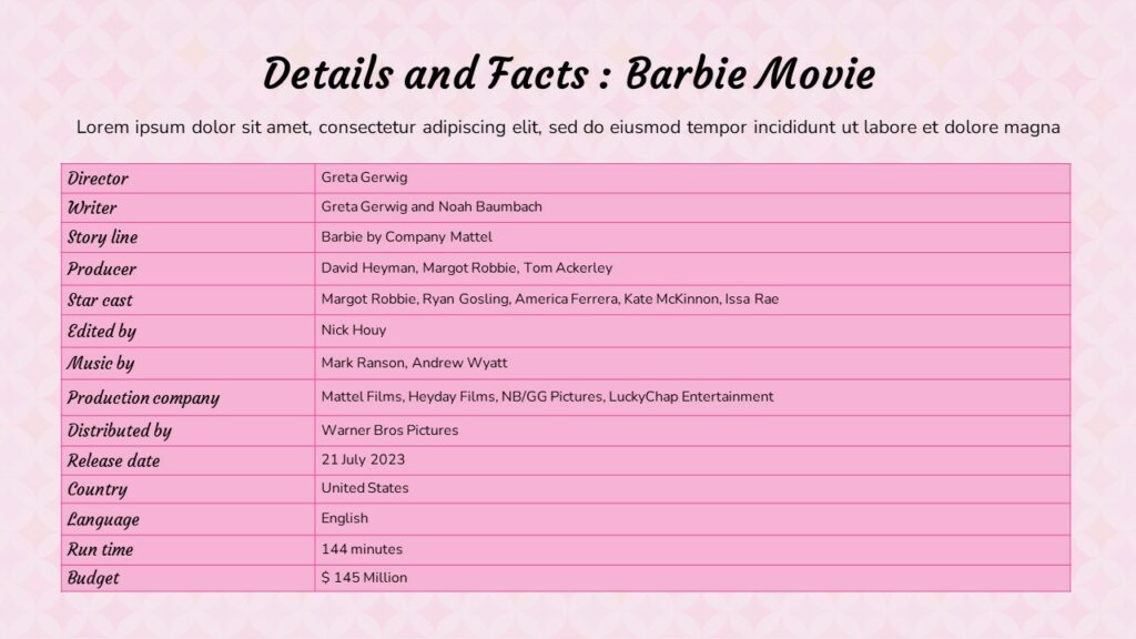 Free Barbie Movie Theme Presentation Template
