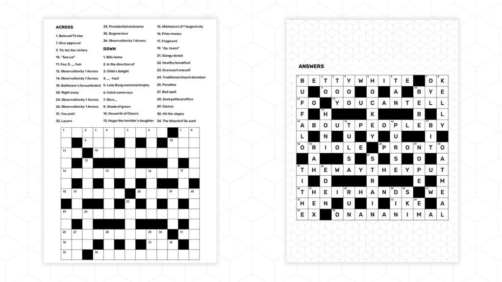Free Printable Crossword Puzzle Template |PPT & Google Slides