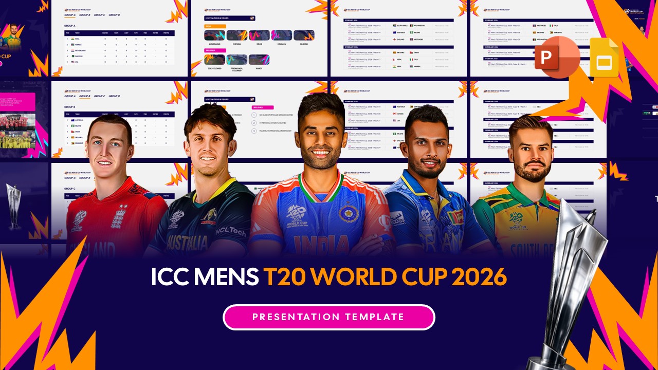 T20 World Cup 2026 Template | Teams, Matches, Stadiums & More - SlideChef