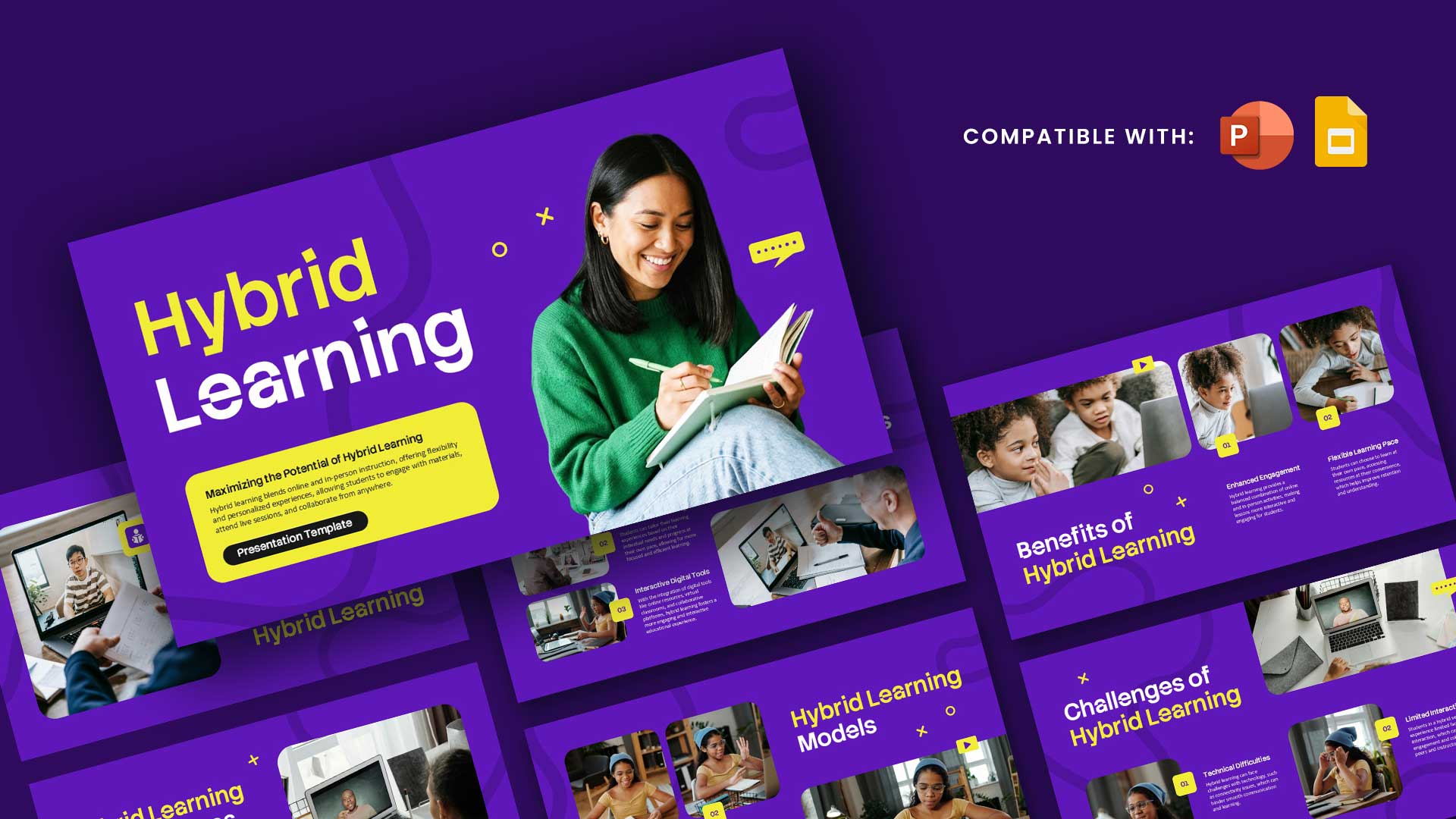 Hybrid Learning PowerPoint Template and Google Slides