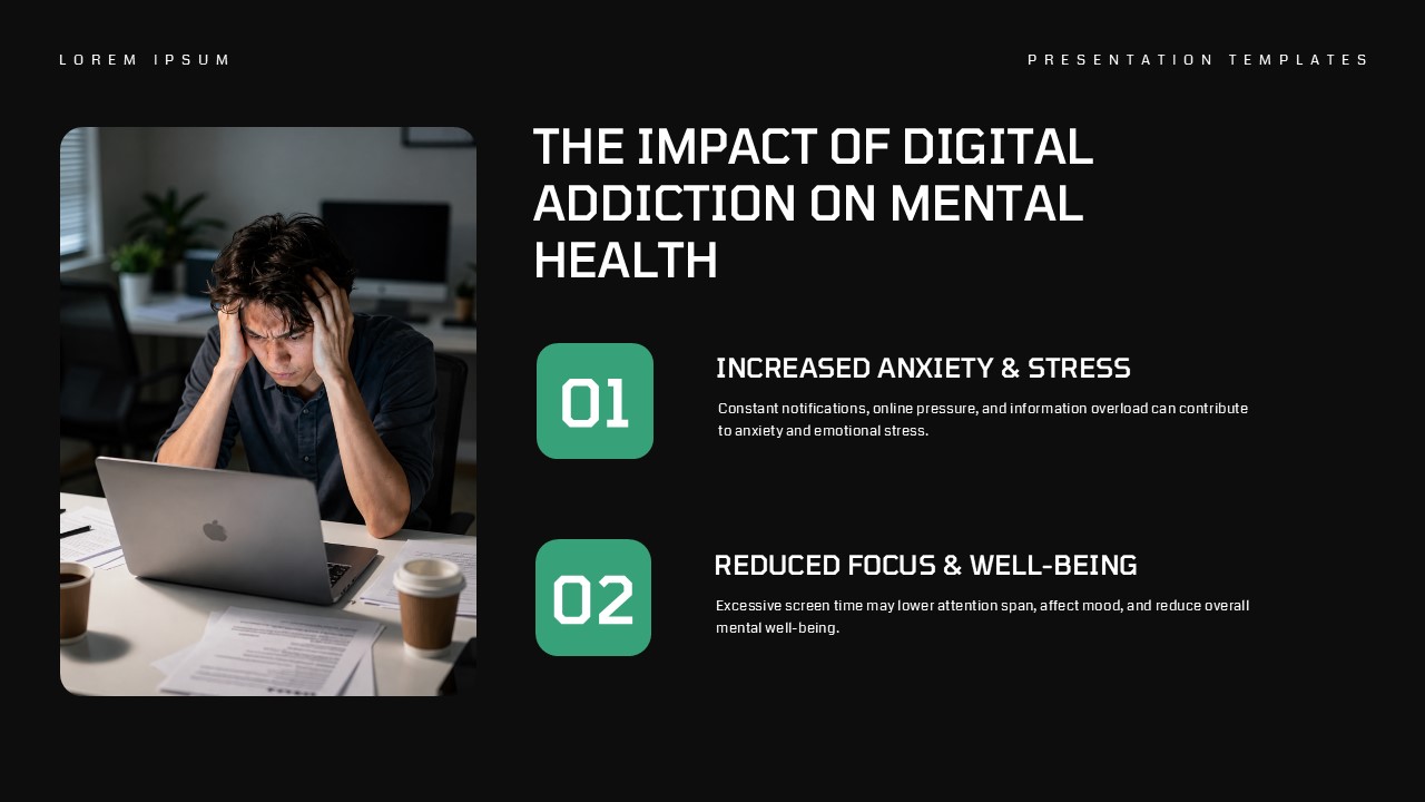 Digital Addiction Awareness Template for PowerPoint & Canva