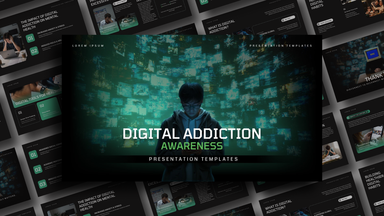 Digital Addiction Awareness Template for PowerPoint & Canva