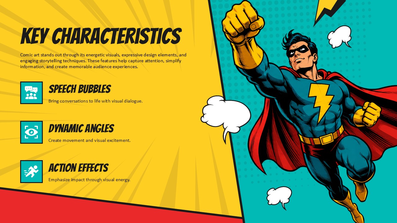 Free Comic Art Style Template - Superhero Theme PPT & Canva