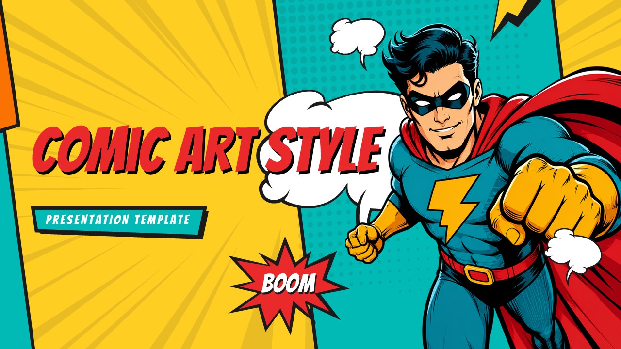 Free Comic Art Style Template - Superhero Theme PPT & Canva