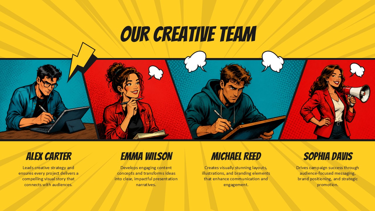Free Comic Art Style Template - Superhero Theme PPT & Canva